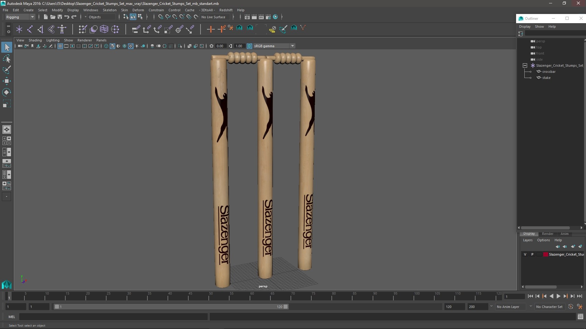 Slazenger Cricket Stumps Set 3D Model - TurboSquid 2189676