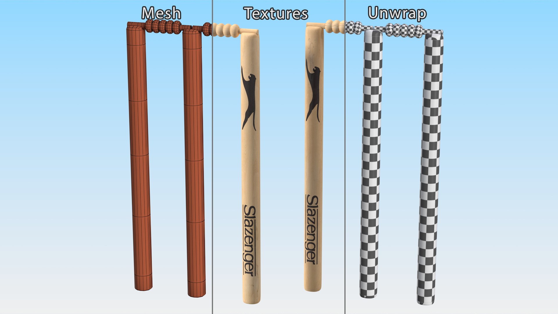Slazenger Cricket Stumps Set 3D Model - TurboSquid 2189676