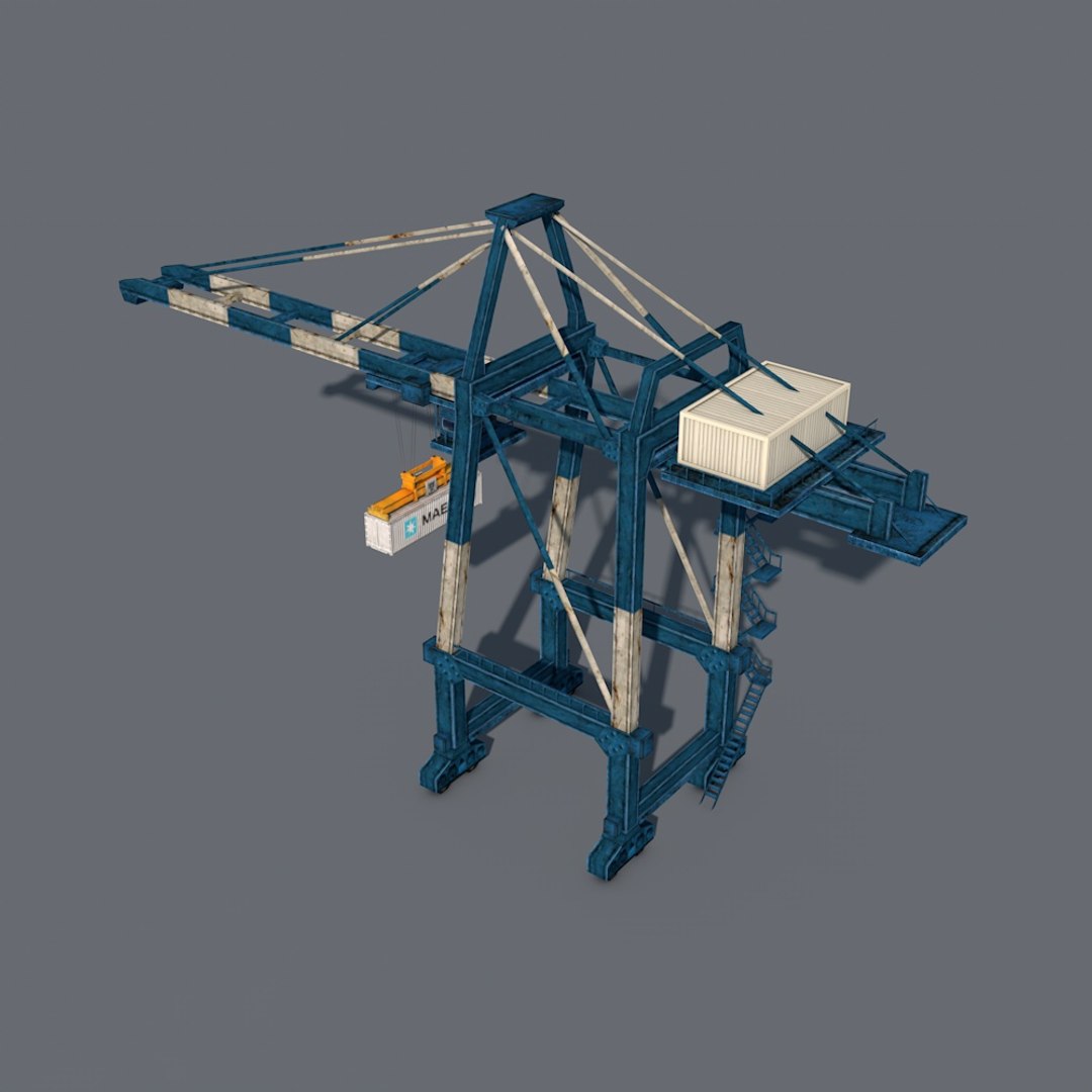 Port Container Crane 3d C4d