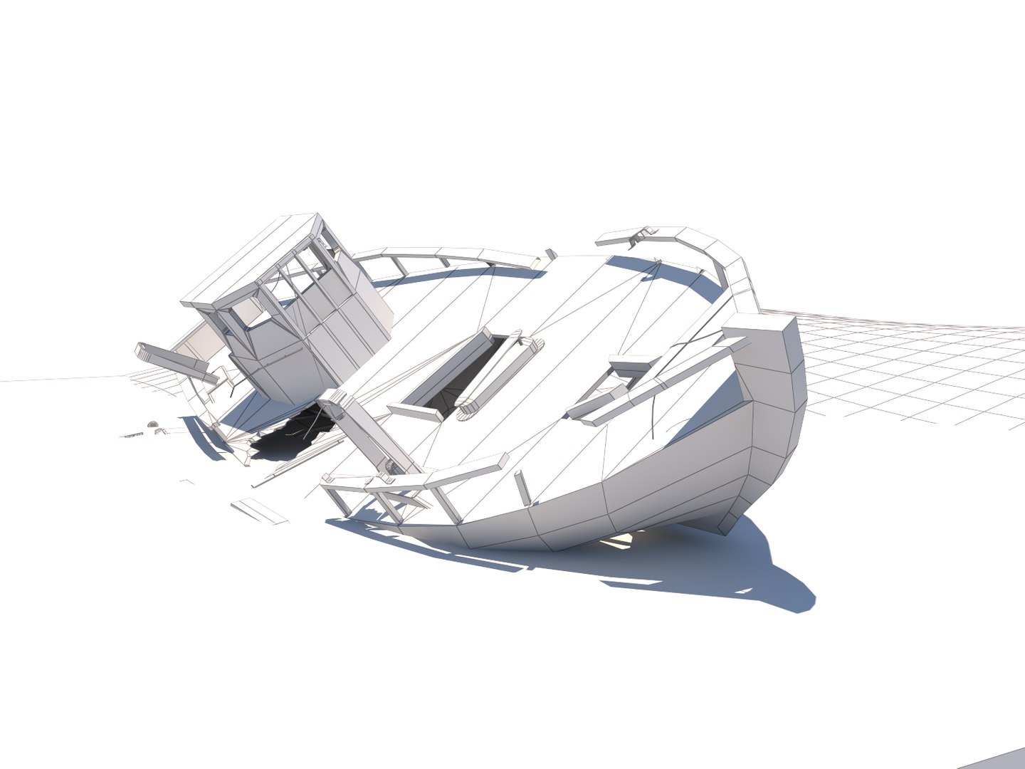 3D Fishing Boat Wrecked - TurboSquid 1276593