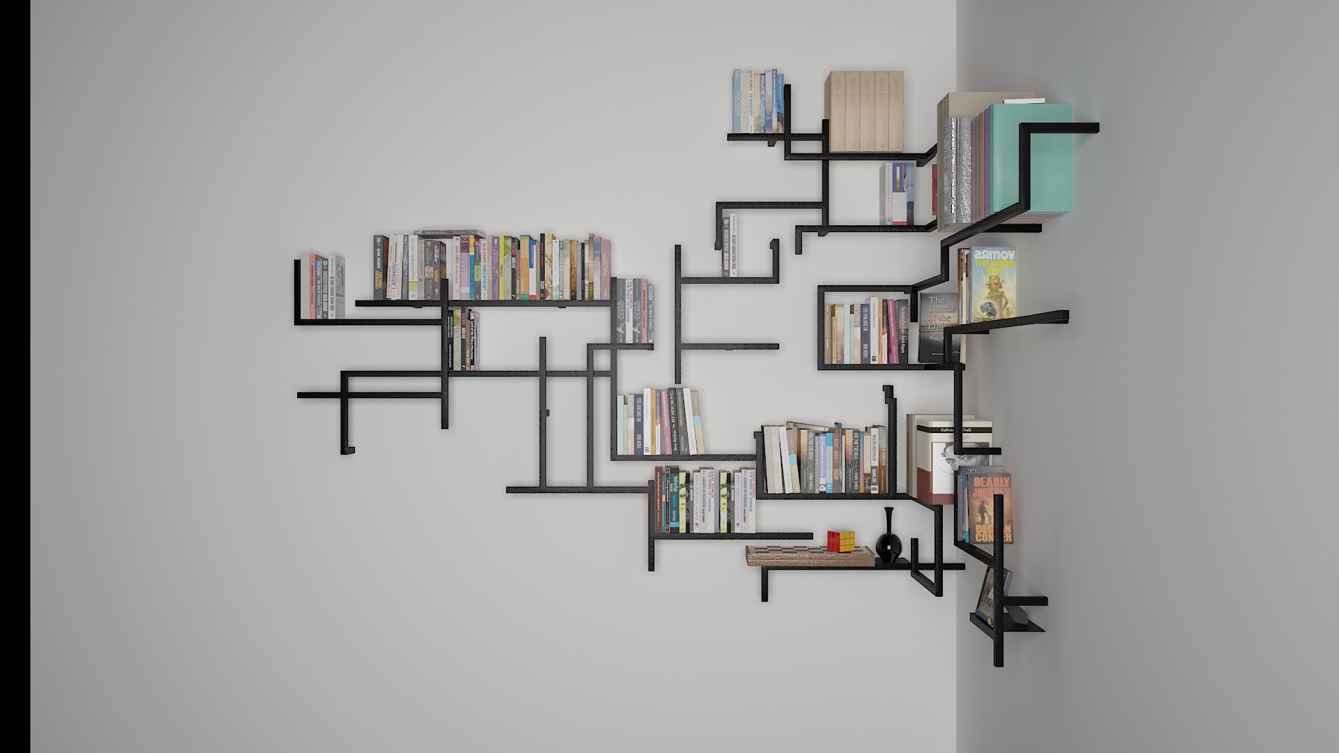 3D Bookshelf Iron Pipe With Books Model - TurboSquid 1831918