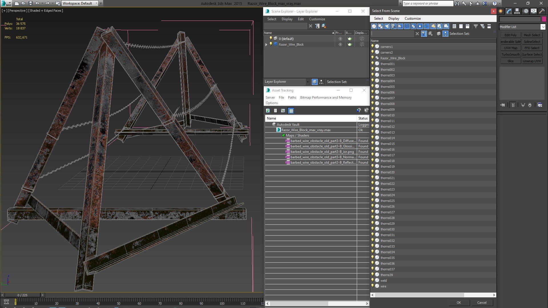 3D Razor Wire Block - TurboSquid 1714181
