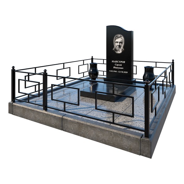 modelo 3d Grave with black polished tombstone and railing - TurboSquid ...