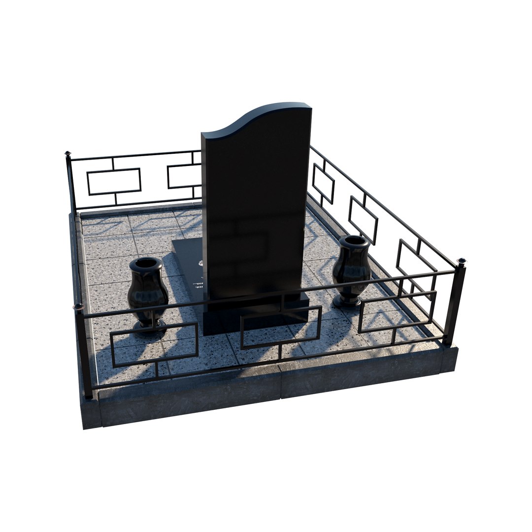 Grave With Black Polished Tombstone And Railing 3D Model - TurboSquid ...
