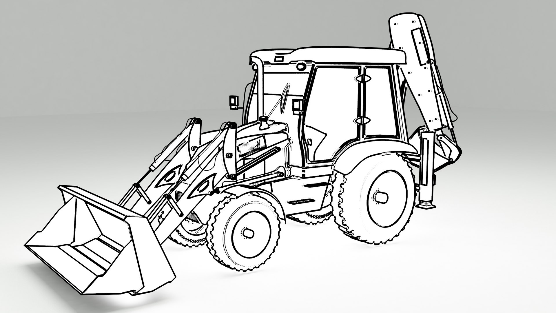 3d backhoe loader model