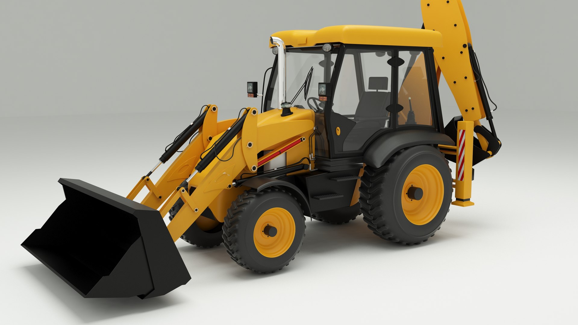 3d backhoe loader model