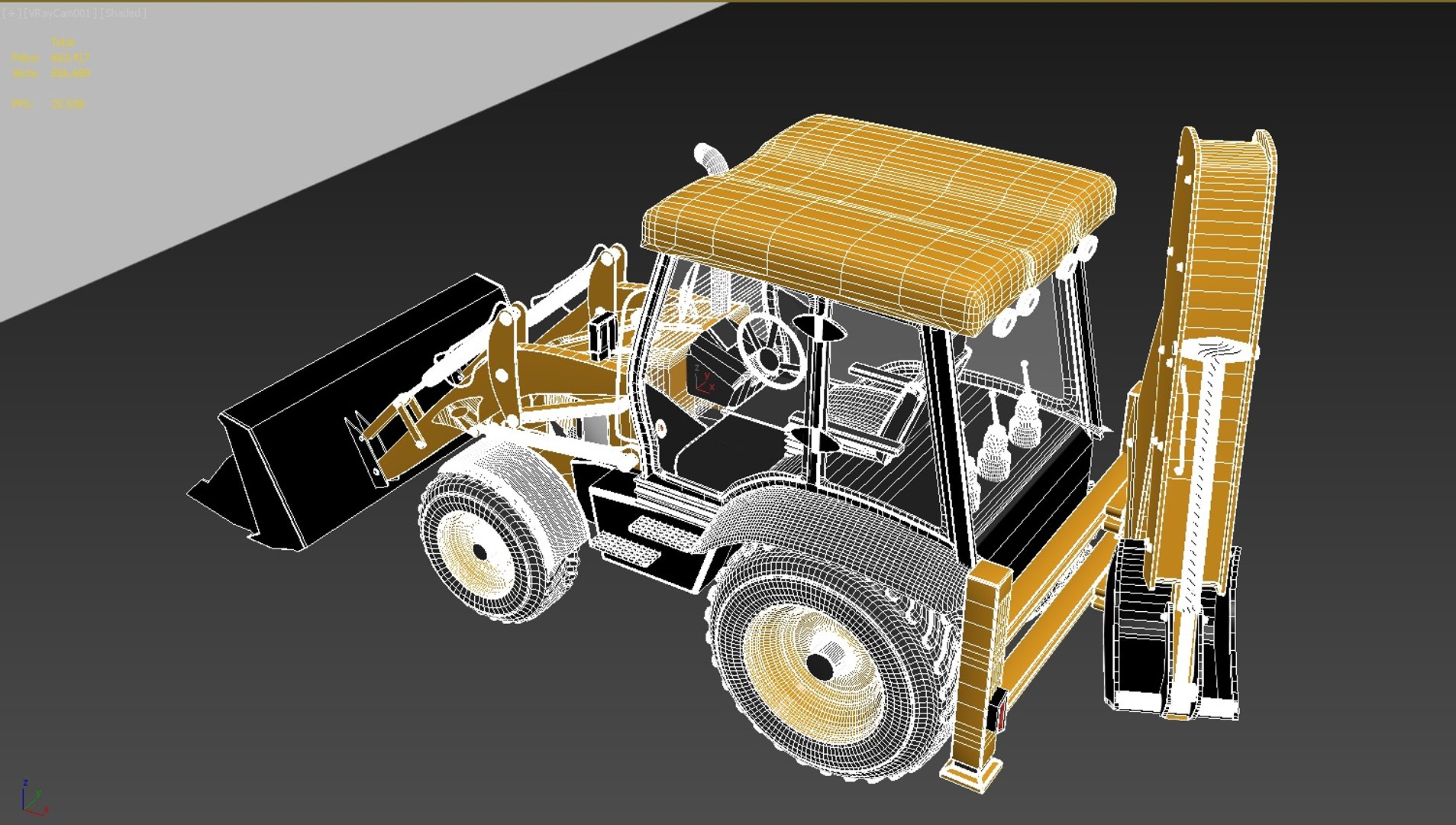 3d backhoe loader model