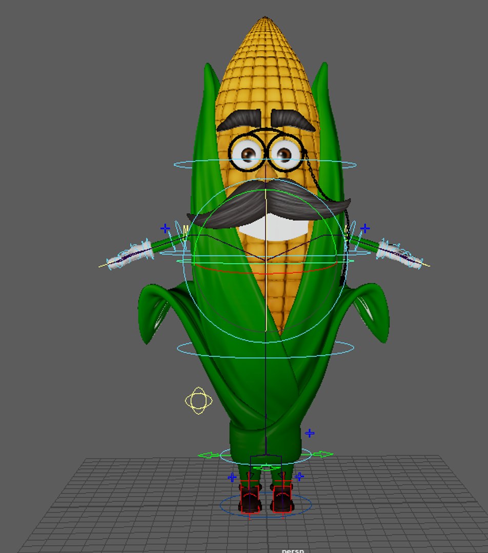3D Cartoon Corn Character Rig Model - TurboSquid 2351707