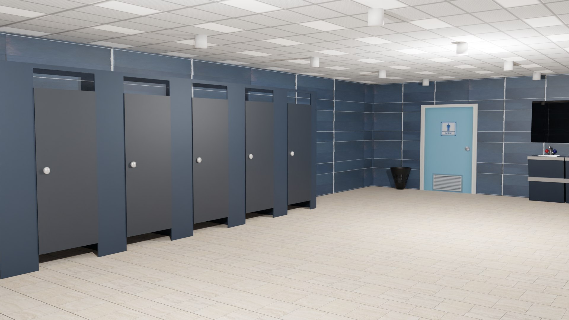 3D School Restroom Interior Model - TurboSquid 2140843
