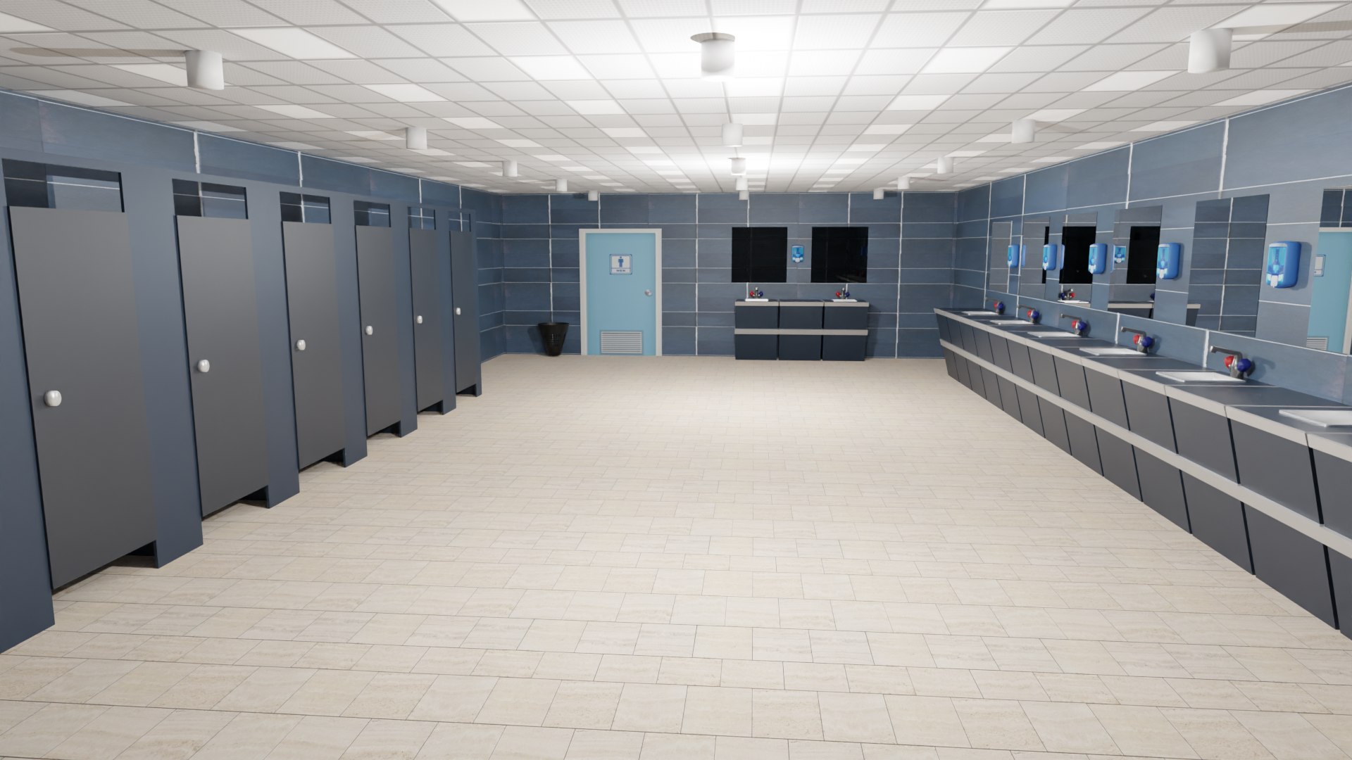 3D School Restroom Interior Model - TurboSquid 2140843