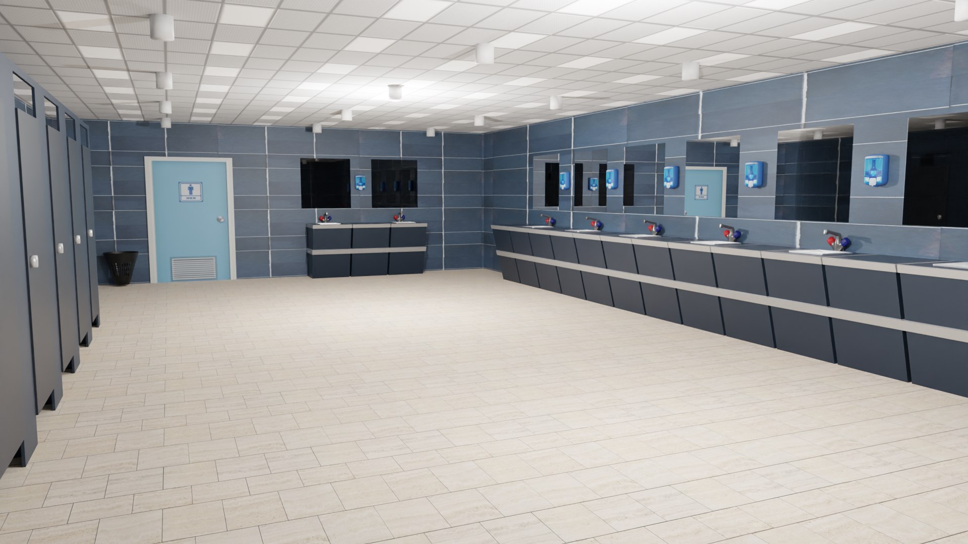 3D School Restroom Interior Model - TurboSquid 2140843
