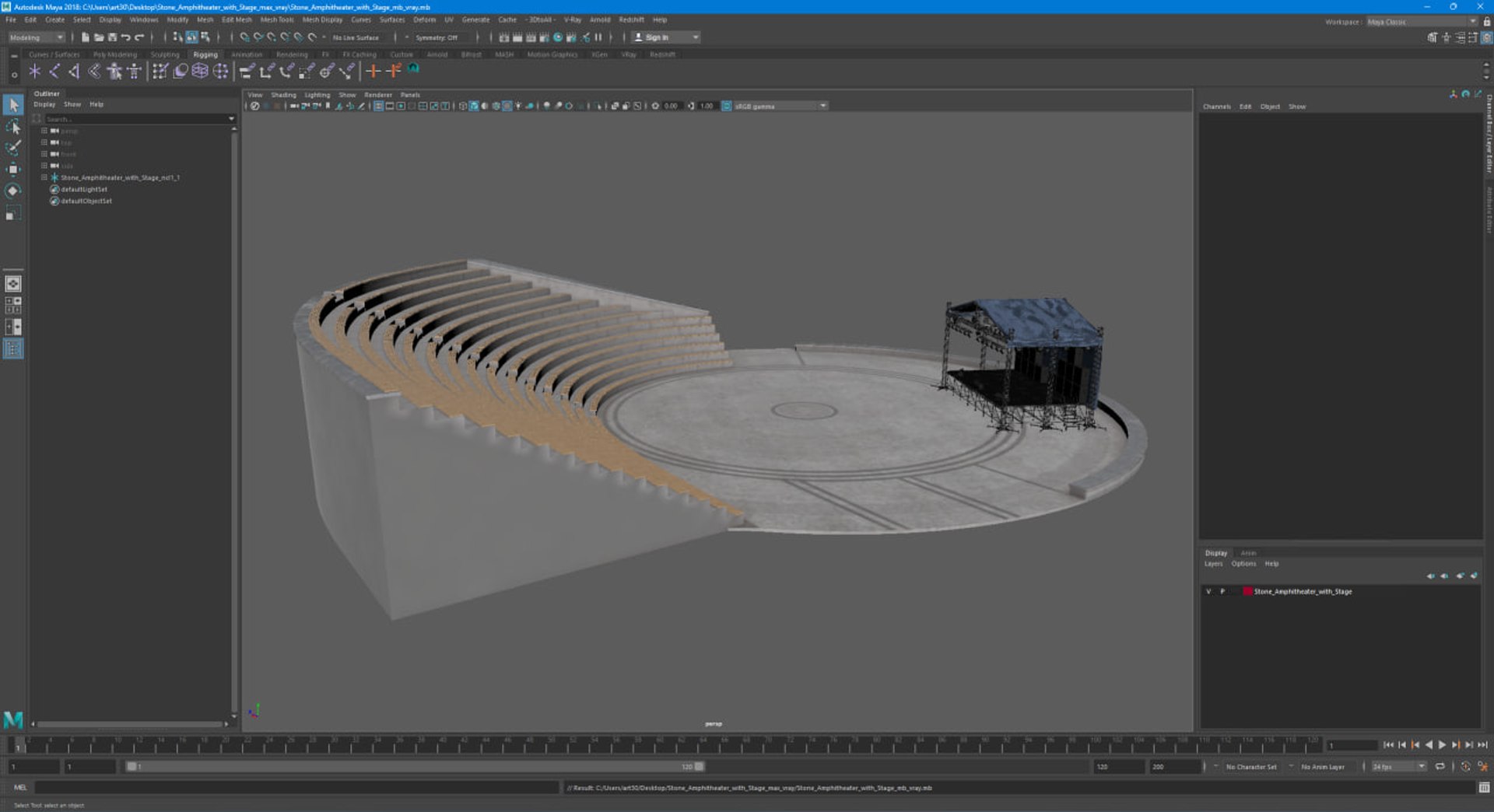 Stone Amphitheater With Stage 3D Model - TurboSquid 2378176
