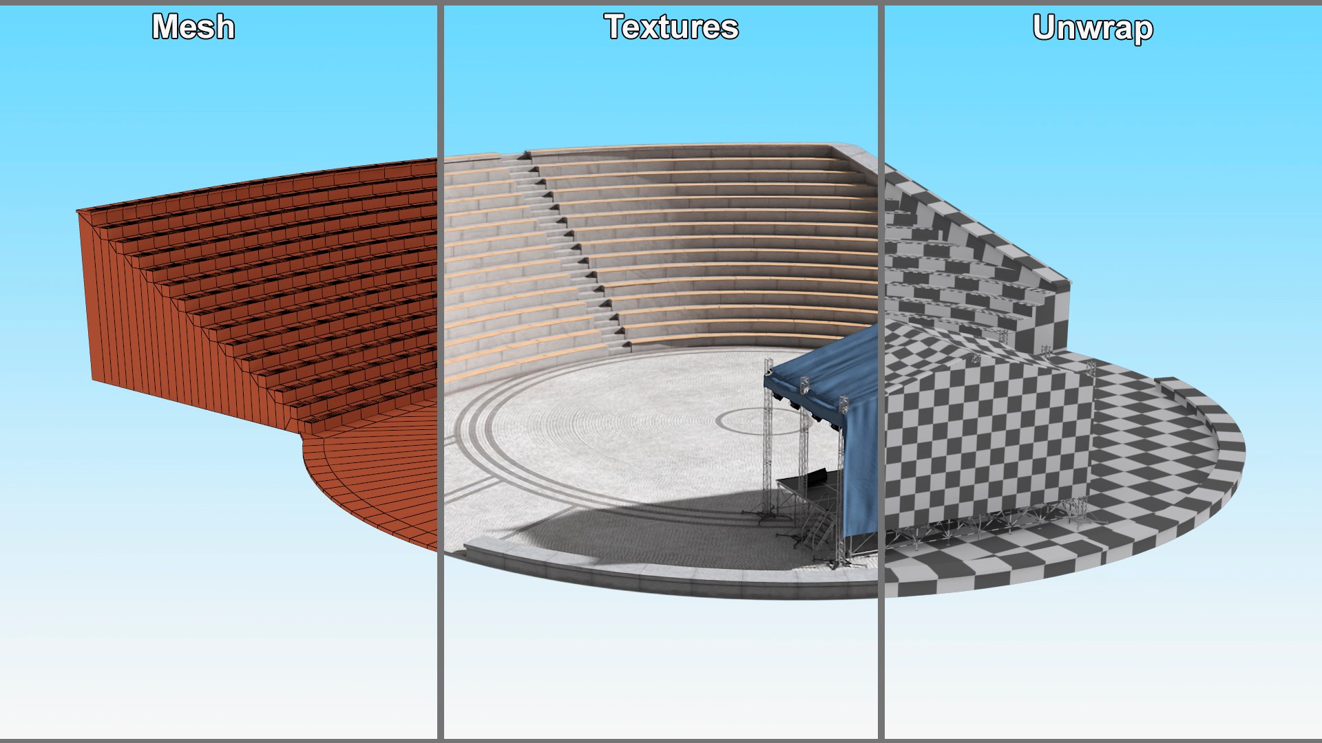 Stone Amphitheater With Stage 3D Model - TurboSquid 2378176