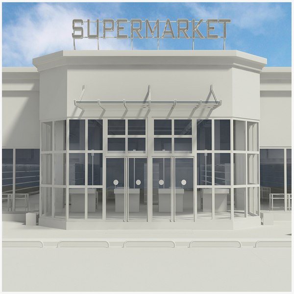 Supermarket Building Full- No Textures3D模型 - TurboSquid 1970214