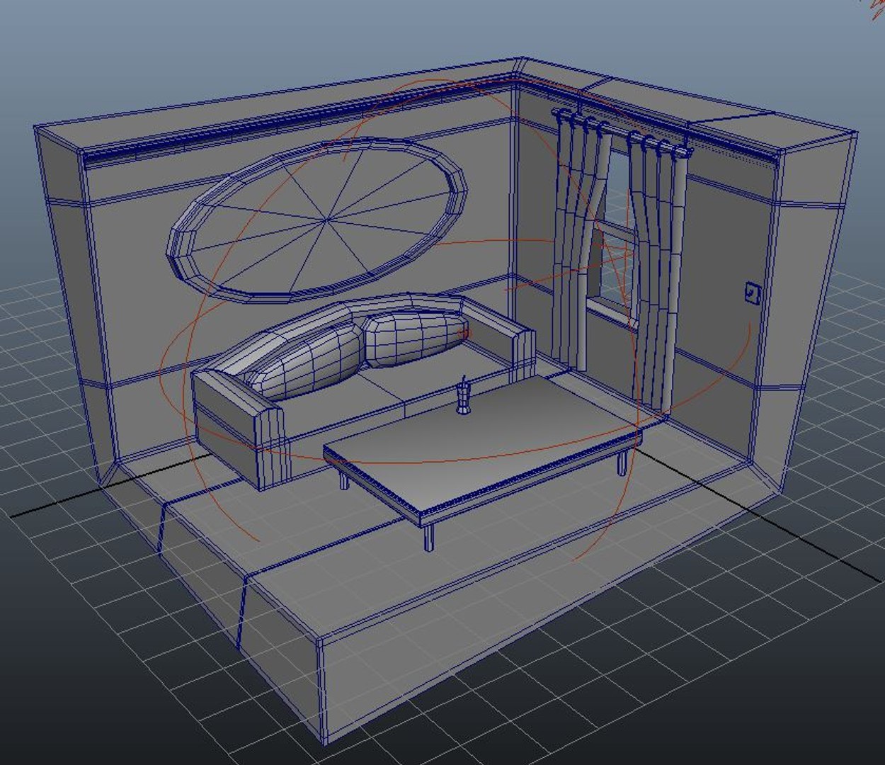 obj isometric room scene