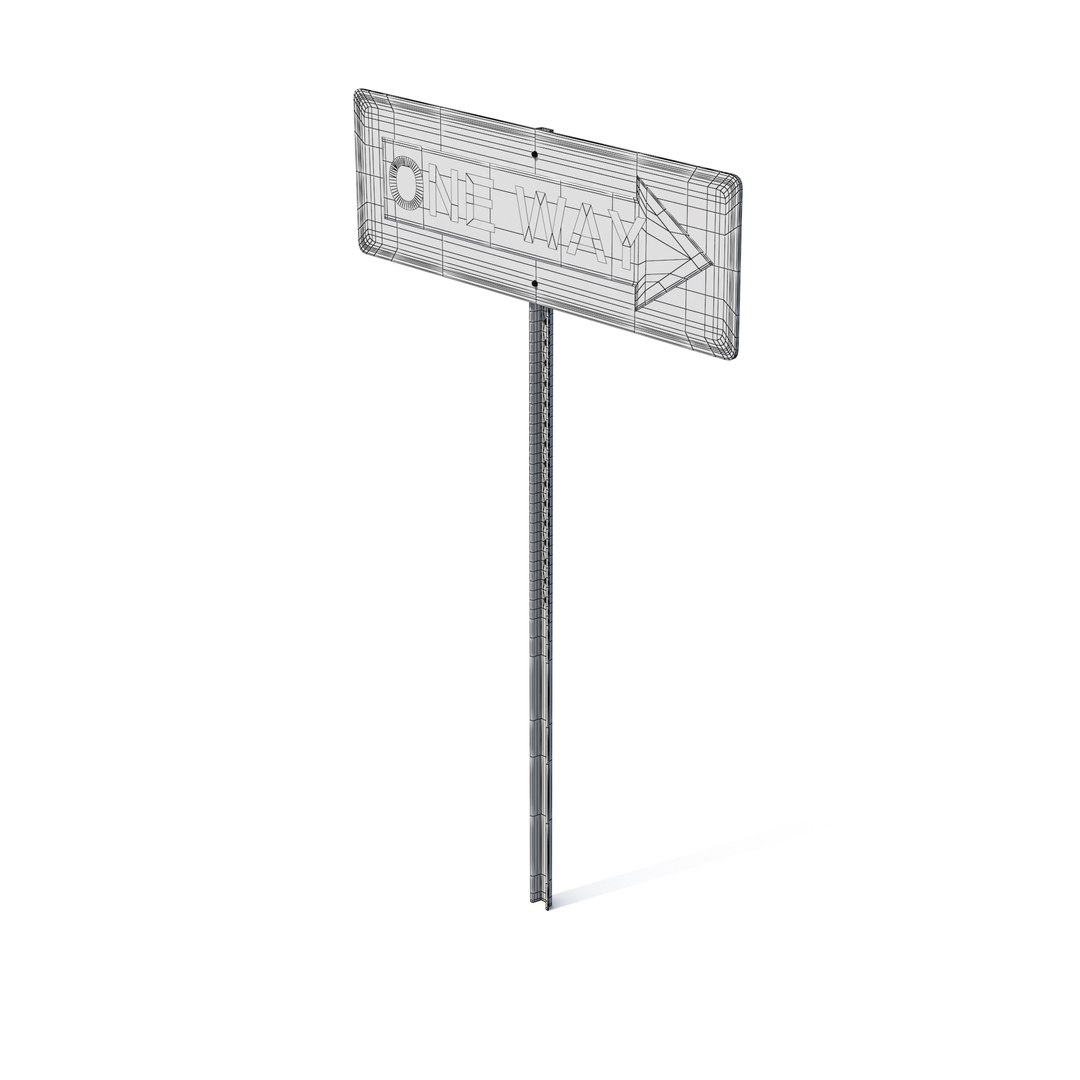Black One Way Road Sign 3D Model - TurboSquid 2044206