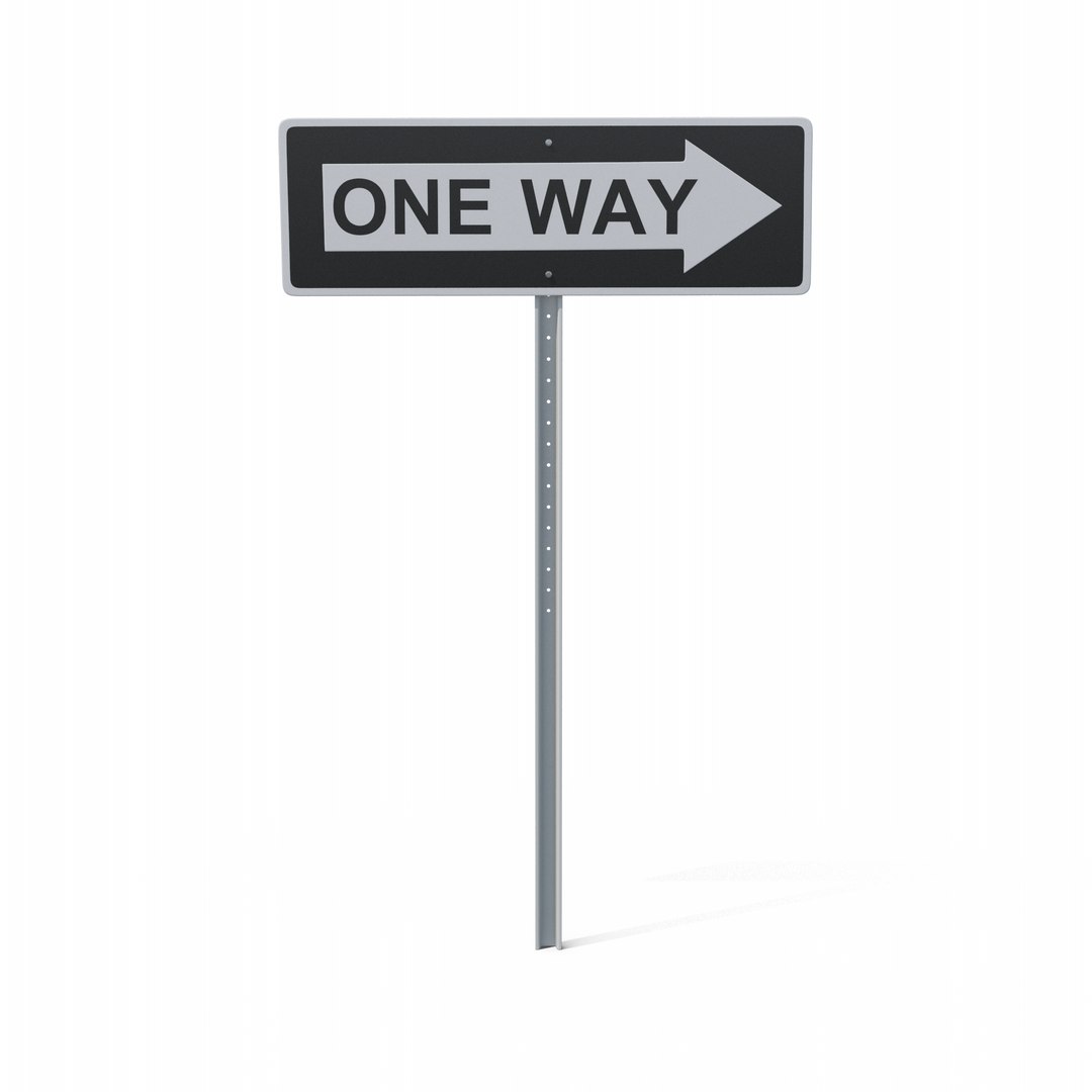 Black One Way Road Sign 3D Model - TurboSquid 2044206