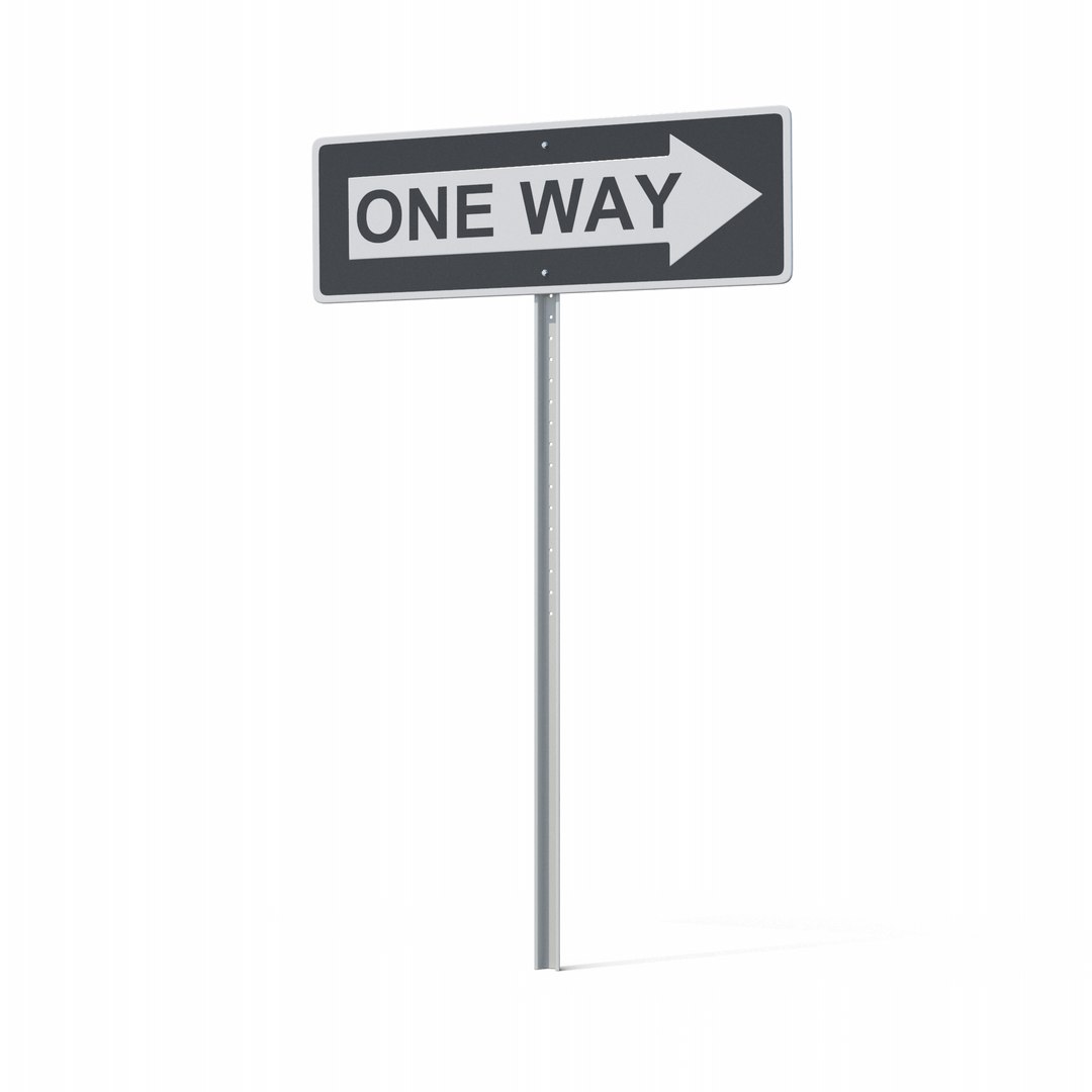 Black One Way Road Sign 3D Model - TurboSquid 2044206