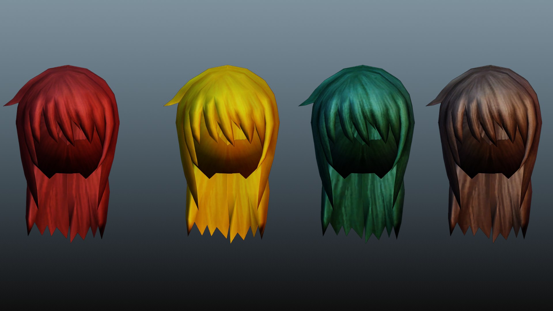 Female Hair Low Poly 4 Color 3D Model - TurboSquid 2075571