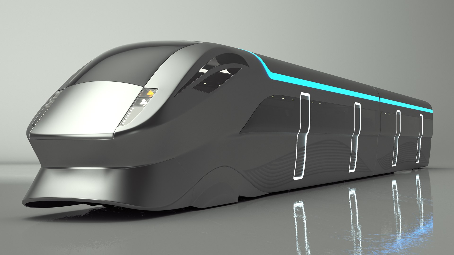 3D Futuristic Passenger Train Silver - TurboSquid 2219328