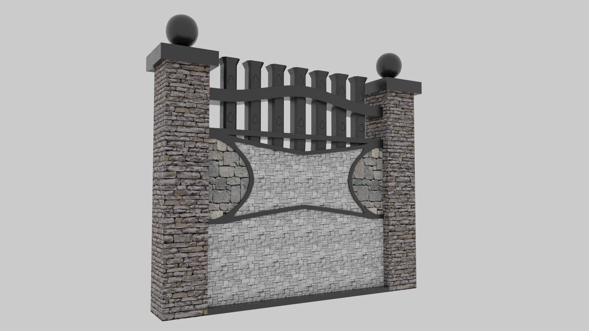 Stone Fence Wall 3D Model - TurboSquid 1537903