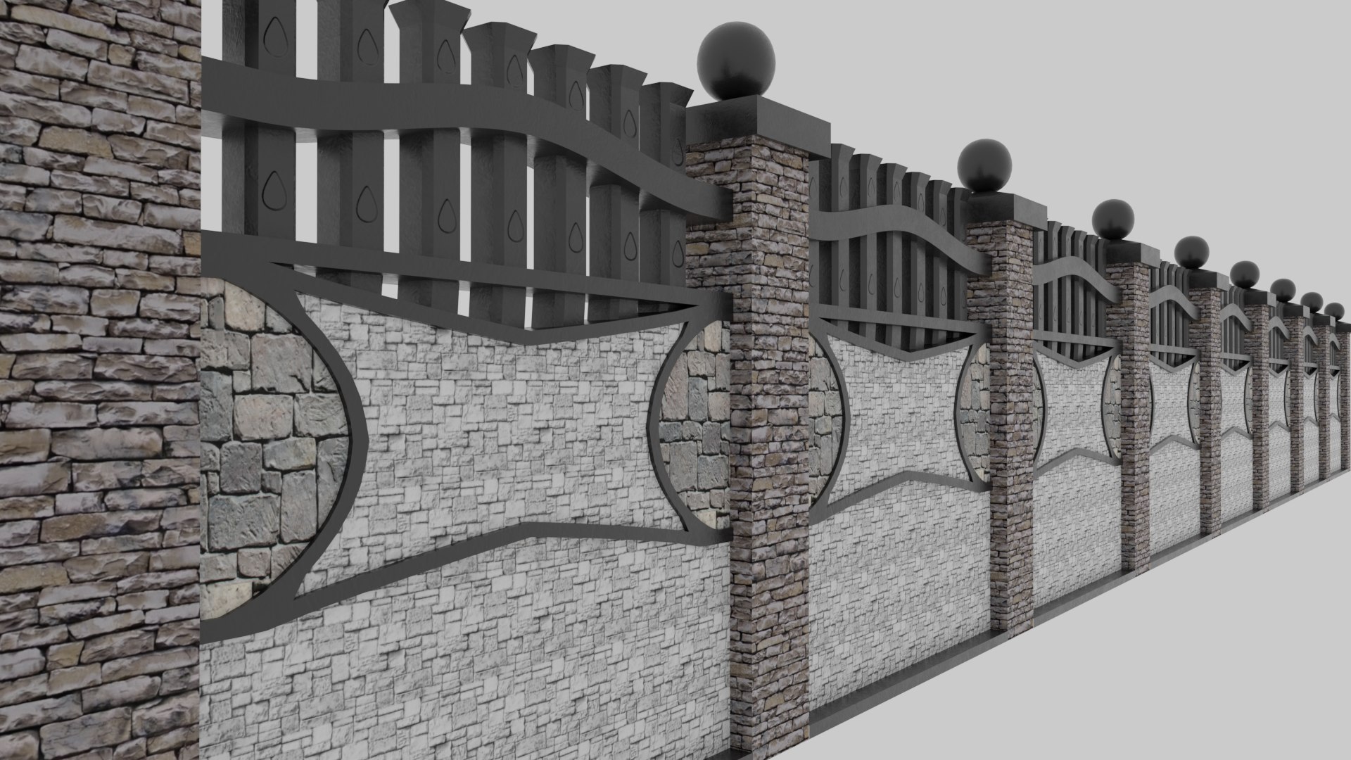 Stone Fence Wall 3D Model - TurboSquid 1537903
