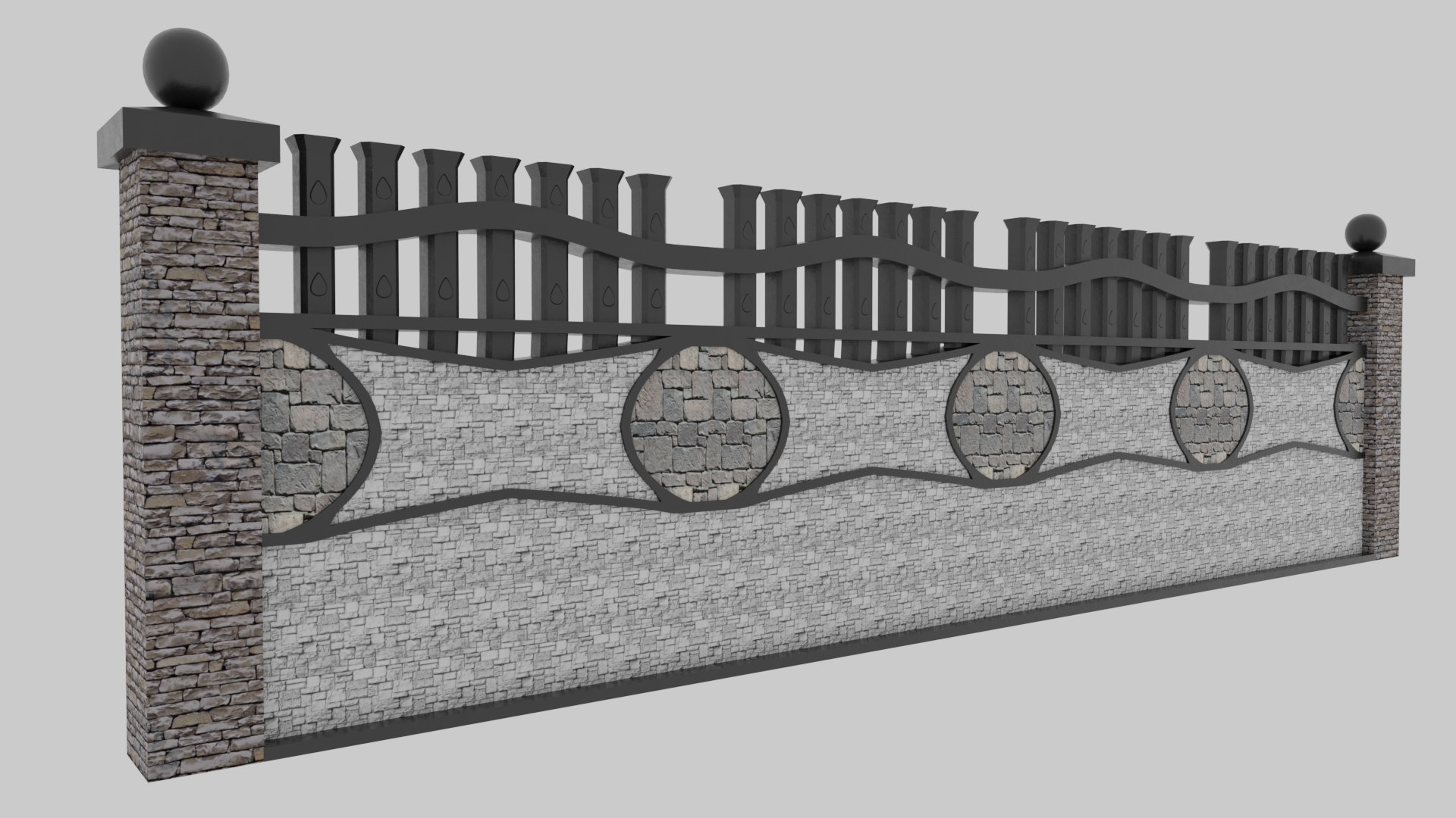 Stone Fence Wall 3D Model - TurboSquid 1537903