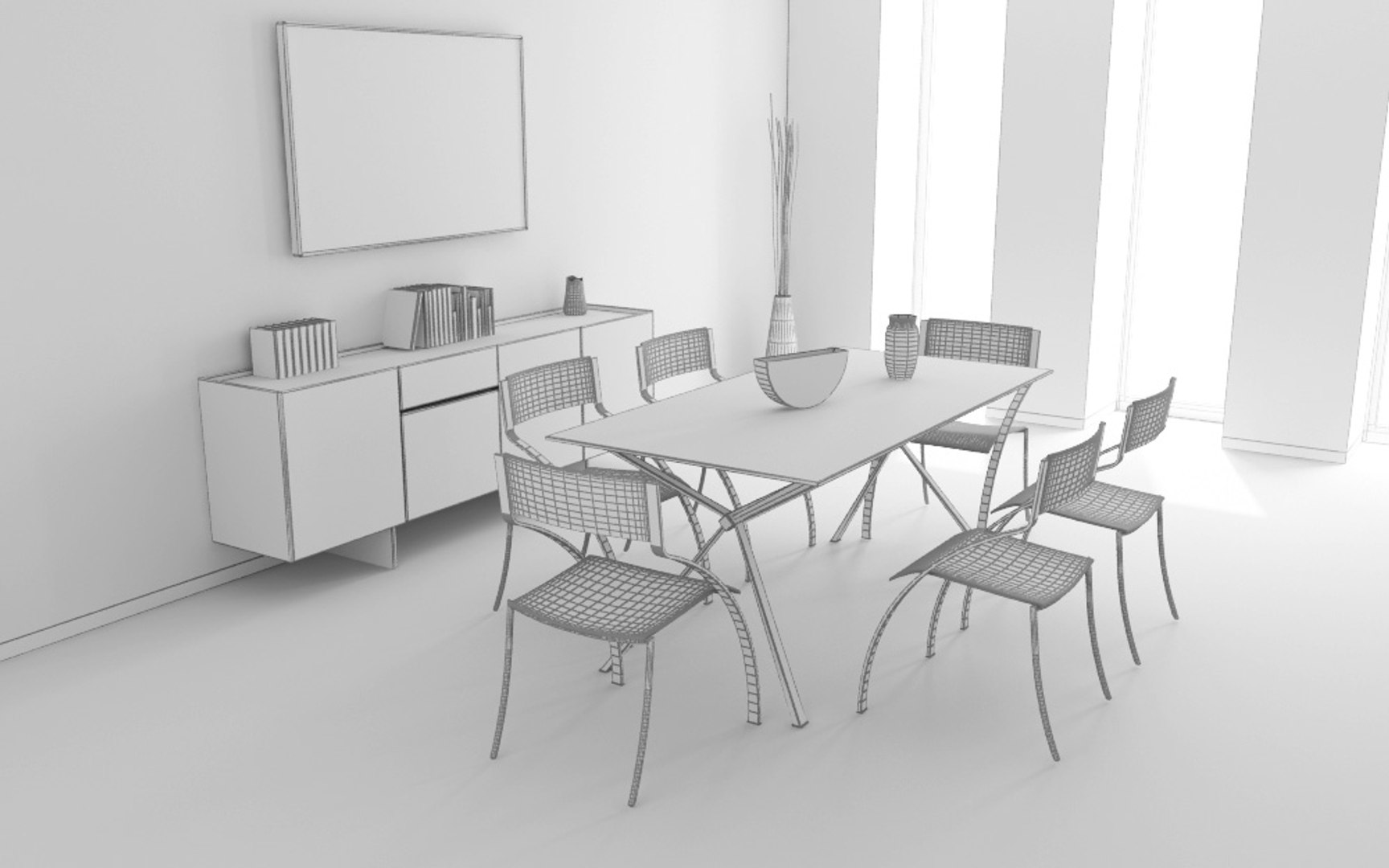 Dining Room Set 03 3d Model