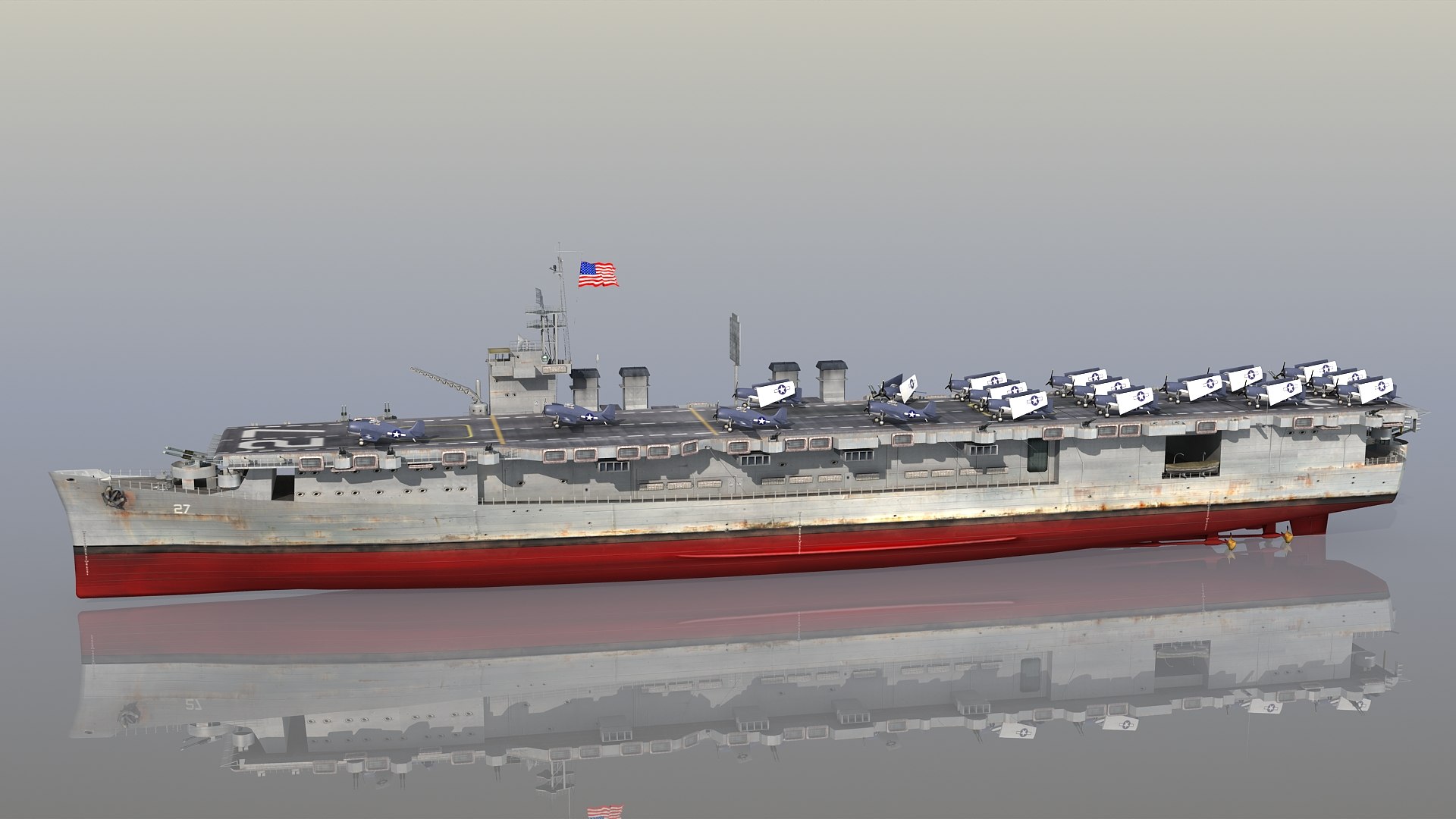 3D USS Langley CVL-27 Independence-class light aircraft carrier model ...