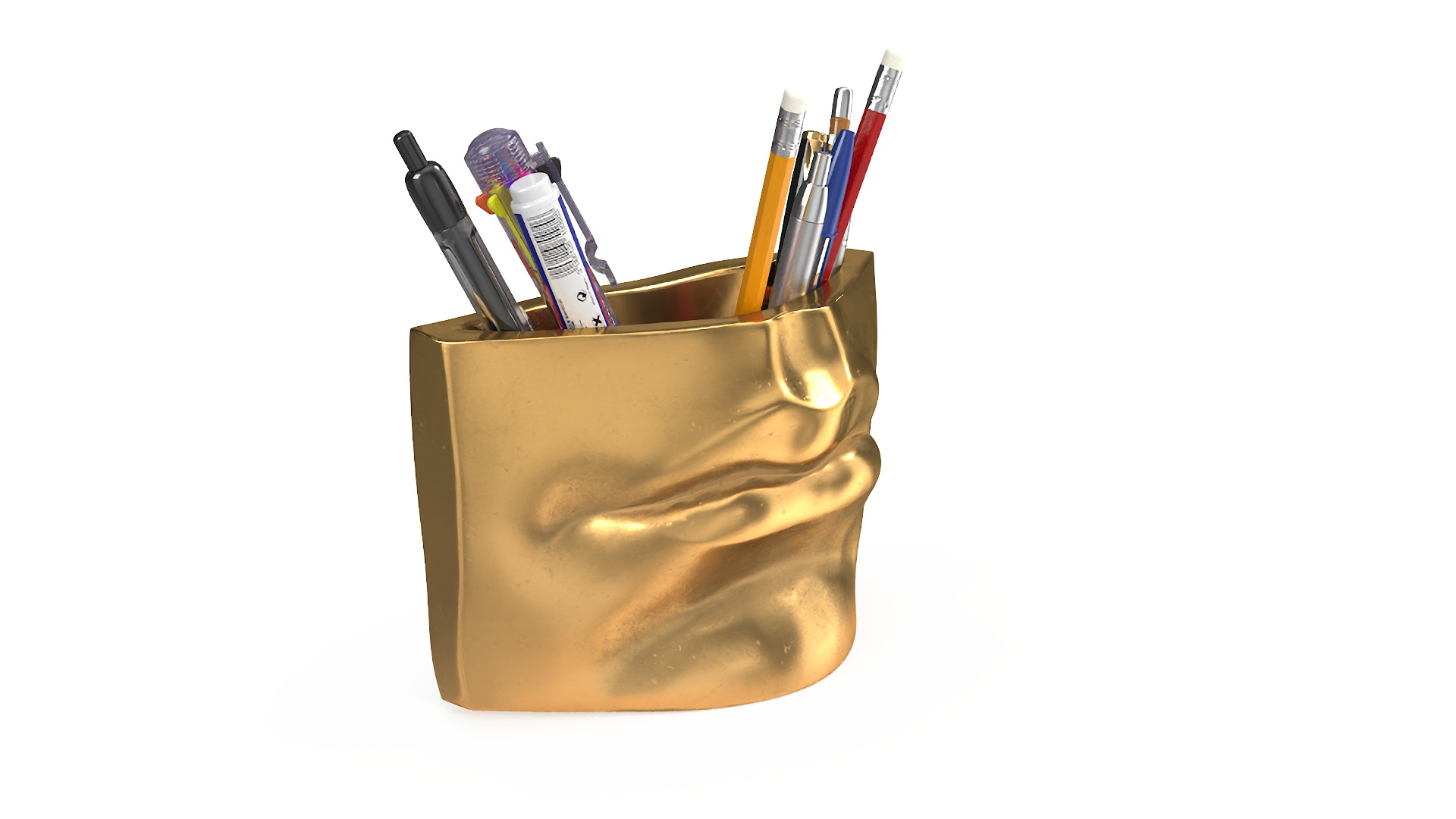 3D Michelangelo David Lips Decor Gold With Pens - TurboSquid 2270639