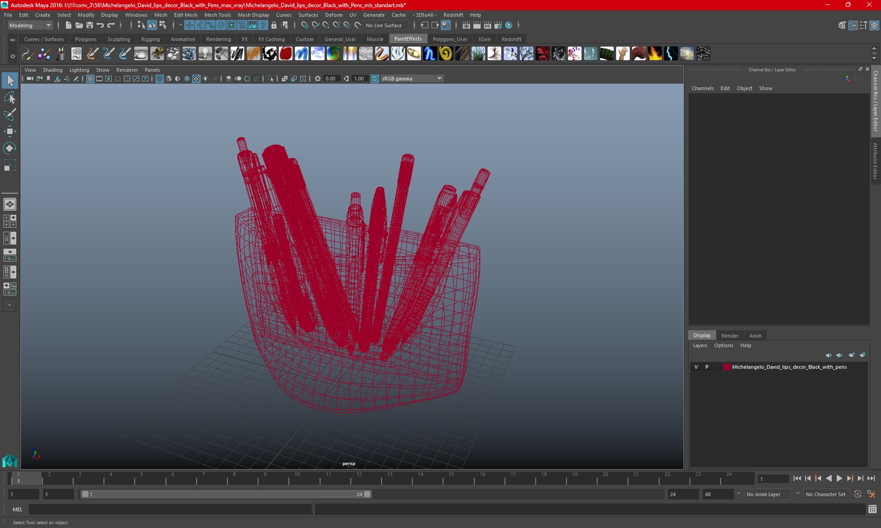 3D Michelangelo David Lips Decor Gold With Pens - TurboSquid 2270639