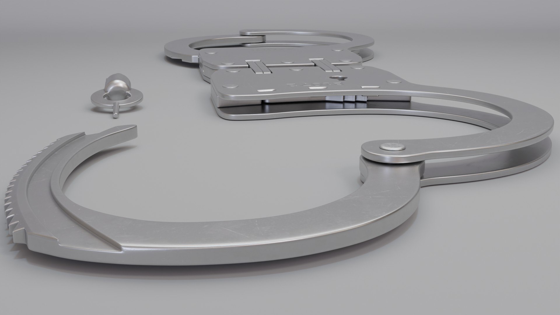 Hinged Galvanized Handcuffs With Key 3D - TurboSquid 2197960