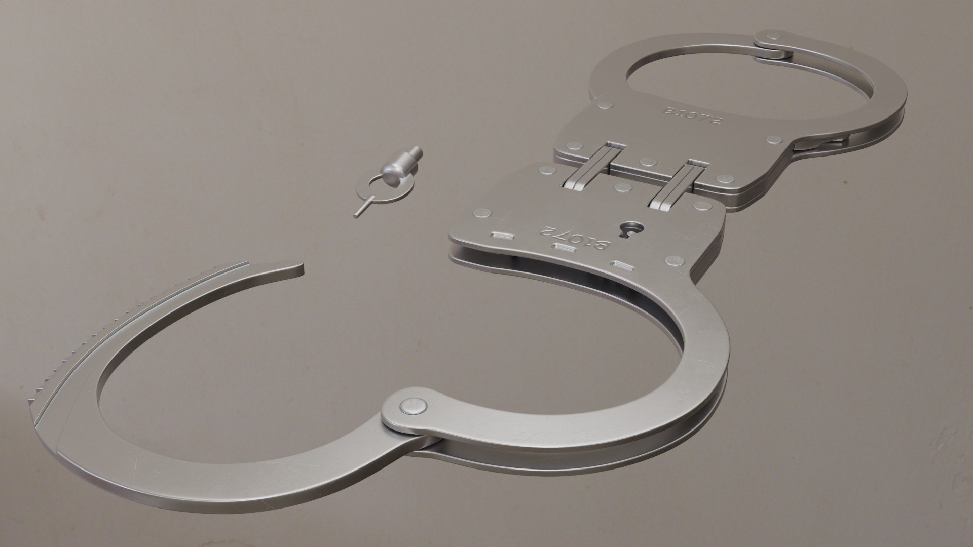 Hinged Galvanized Handcuffs With Key 3D - TurboSquid 2197960