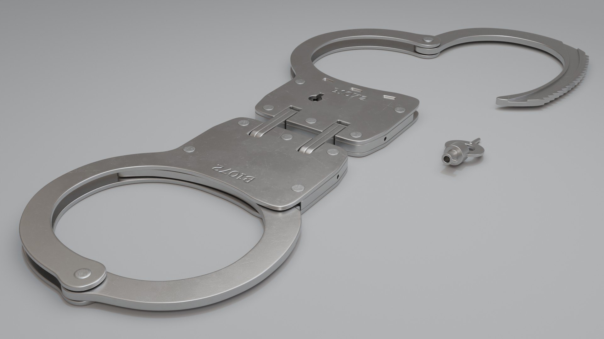 Hinged Galvanized Handcuffs With Key 3D - TurboSquid 2197960