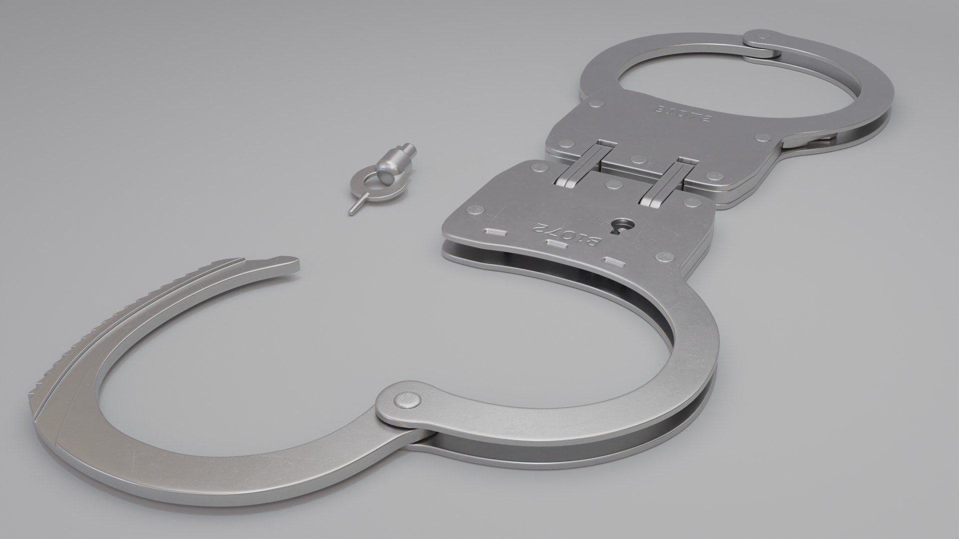 Hinged Galvanized Handcuffs With Key 3D - TurboSquid 2197960