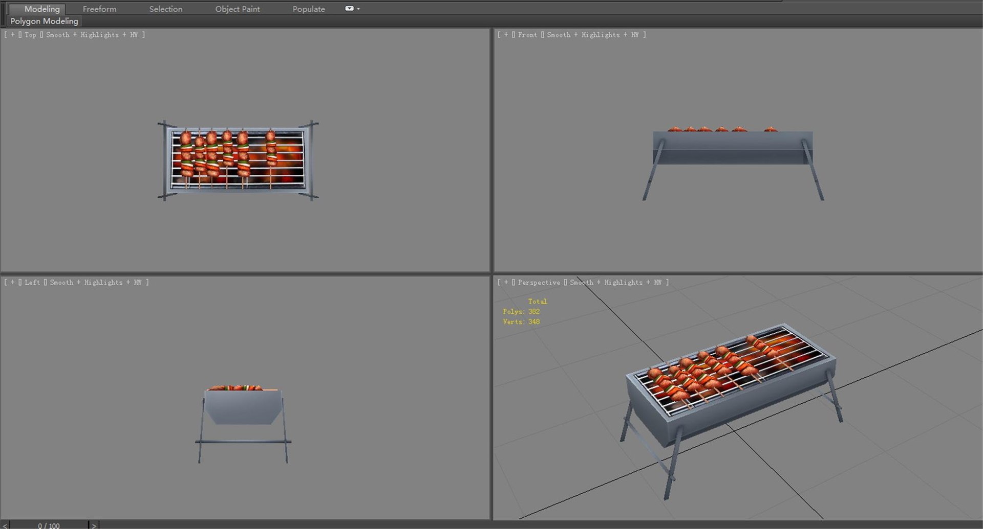 Cartoon Barbecue Rack - Kebabs 3D - TurboSquid 2110489
