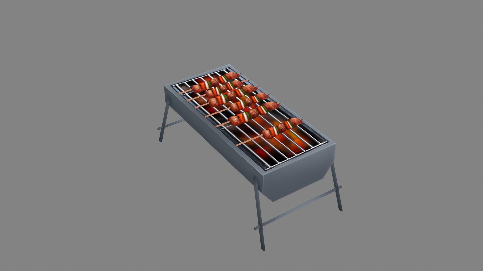 Cartoon Barbecue Rack - Kebabs 3D - TurboSquid 2110489