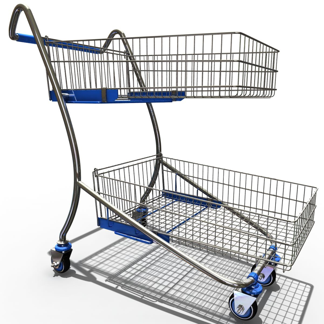 3d model supermarket trolley v3