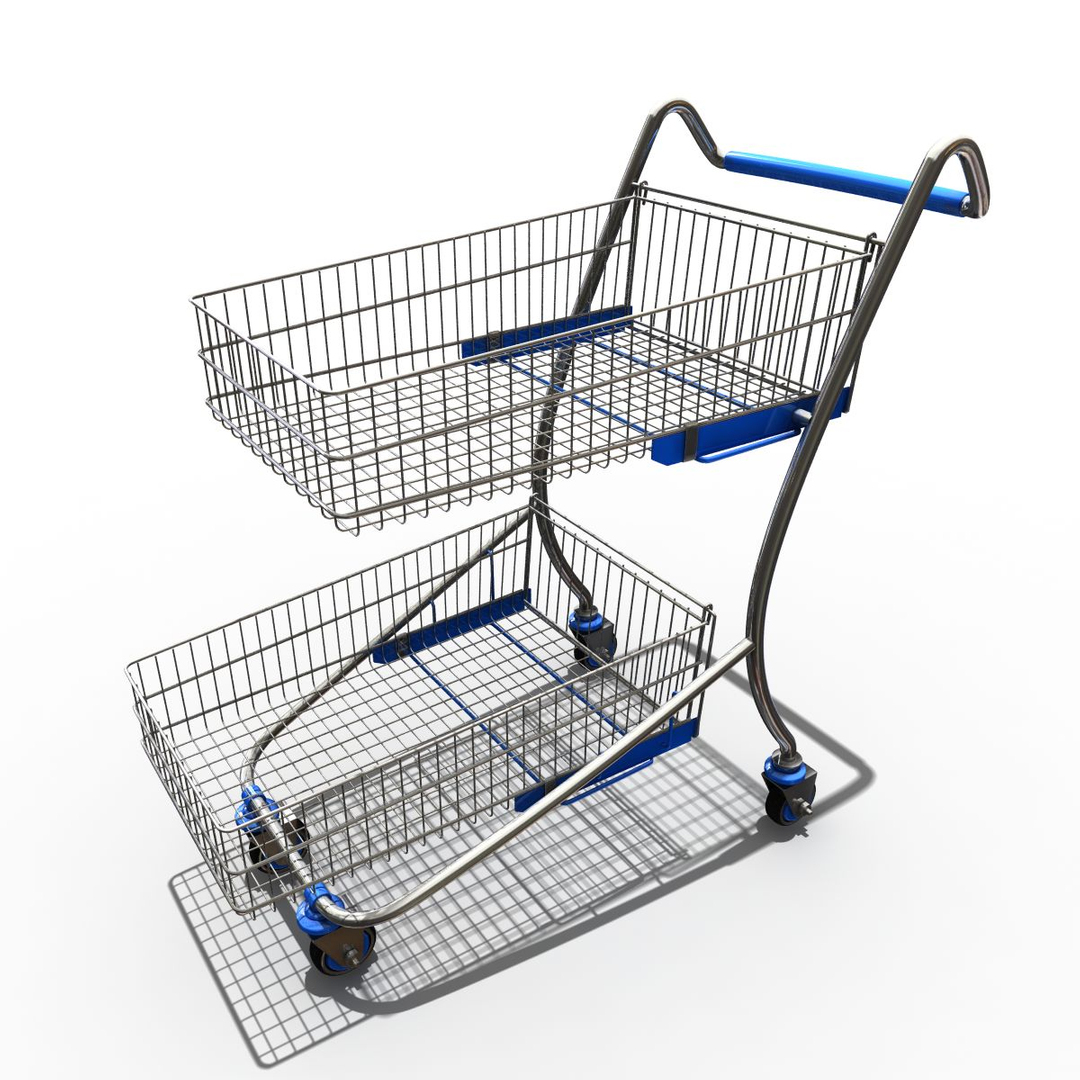 3d model supermarket trolley v3
