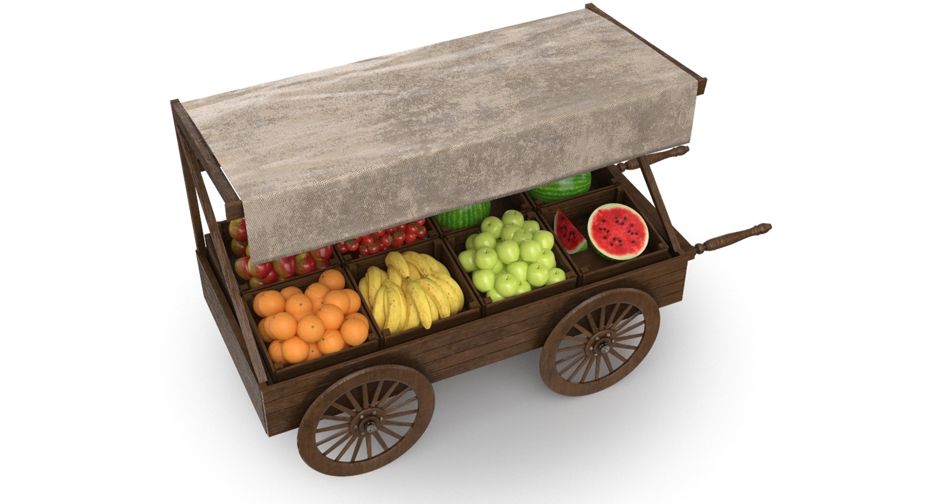Real Fruit Cart 3D Model - TurboSquid 1328896
