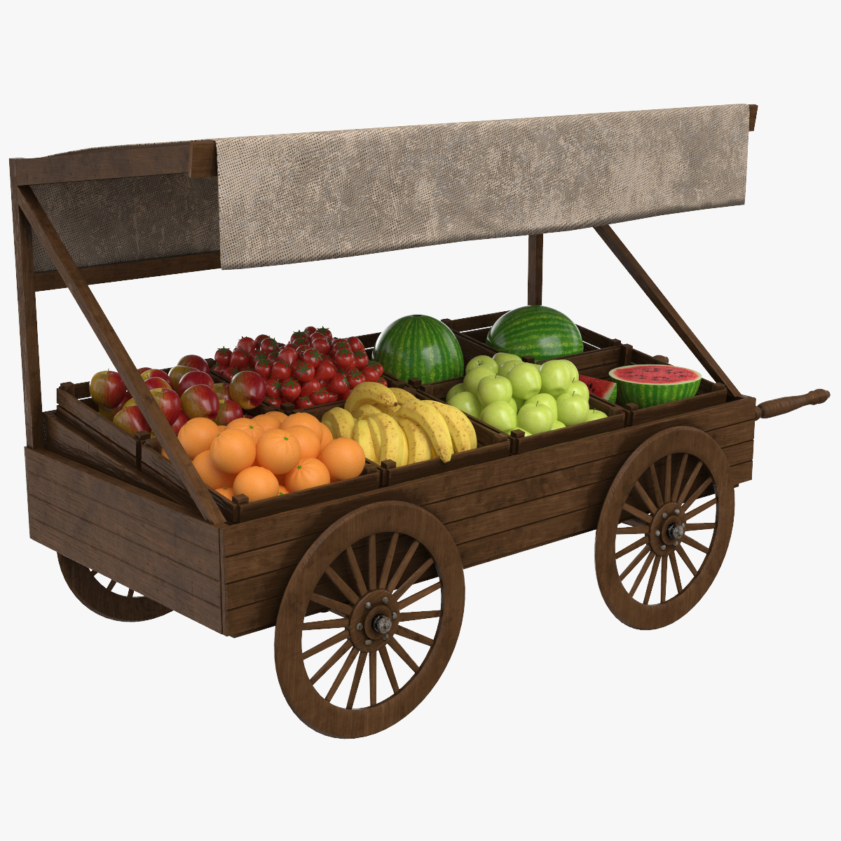 Real fruit cart 3D model - TurboSquid 1328896