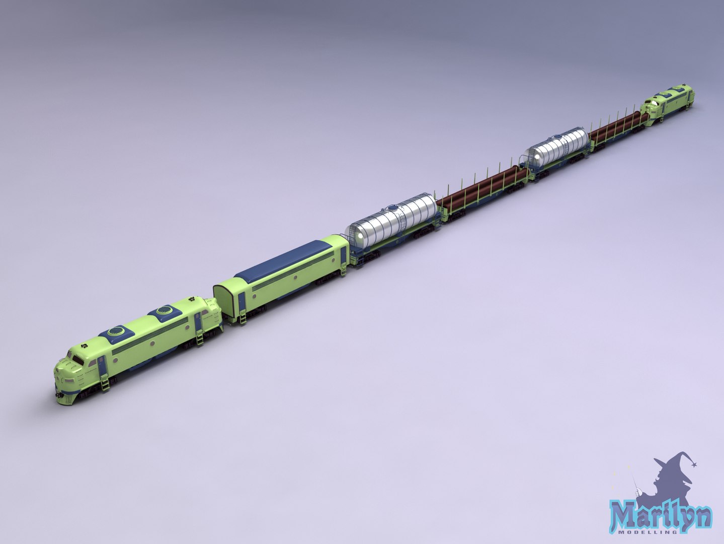 Cargo Train Composition 3d Model