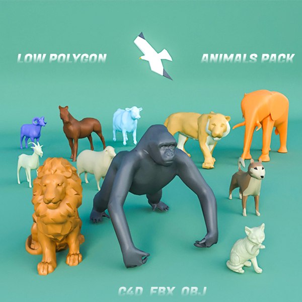 Land Mammals Lowpoly Cinema 4D Models for Download | TurboSquid