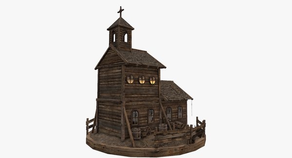 3D model old west church wooden - TurboSquid 1352170