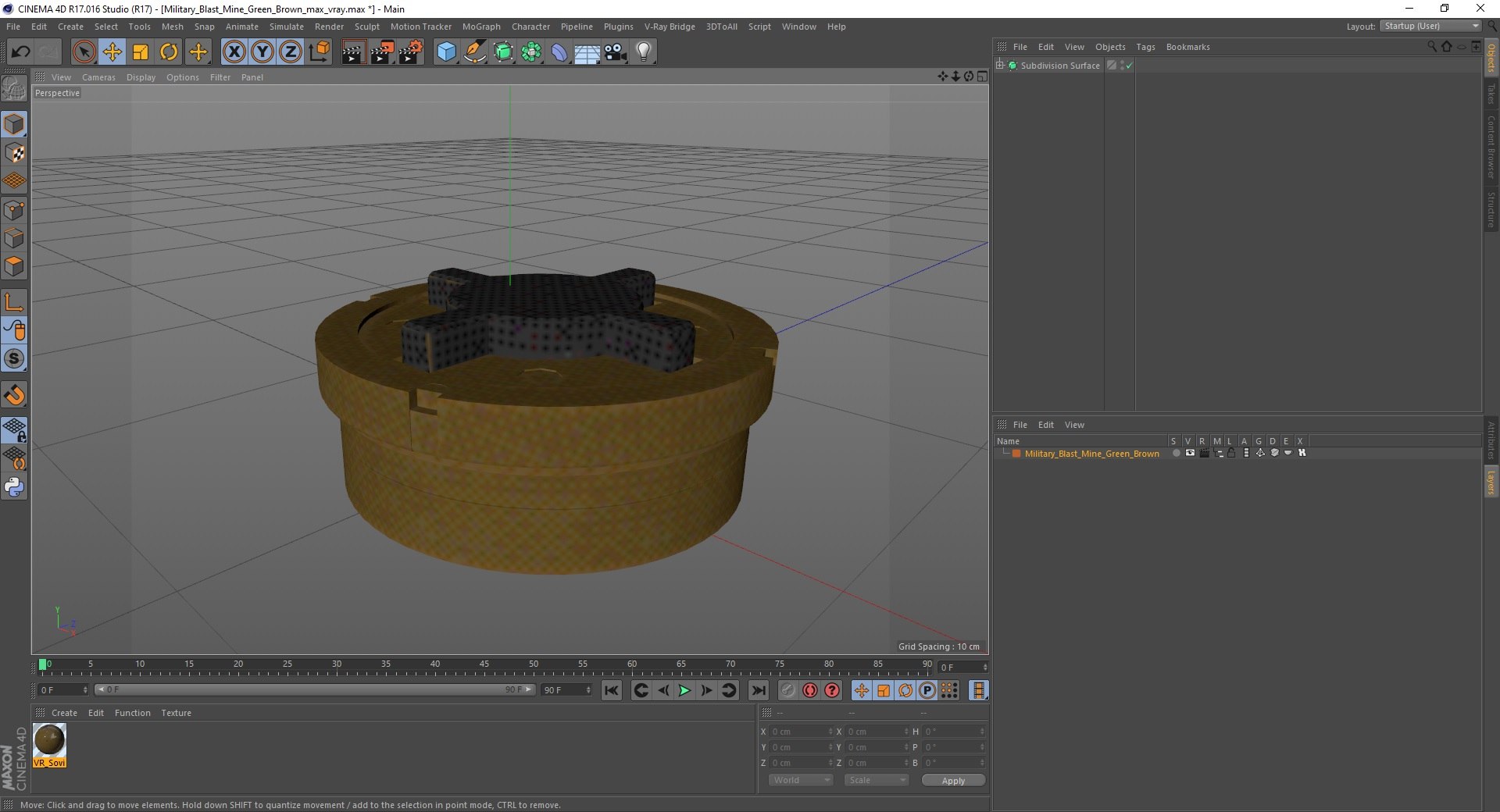 3D Military Blast Mine Green Brown Model - TurboSquid 2130653