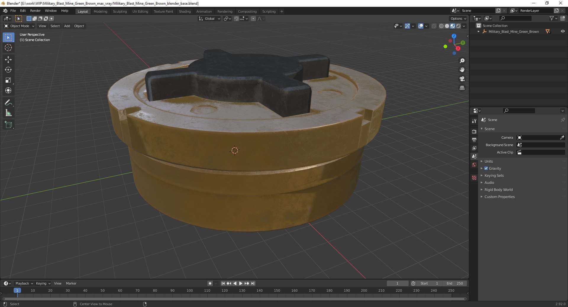 3D Military Blast Mine Green Brown Model - TurboSquid 2130653