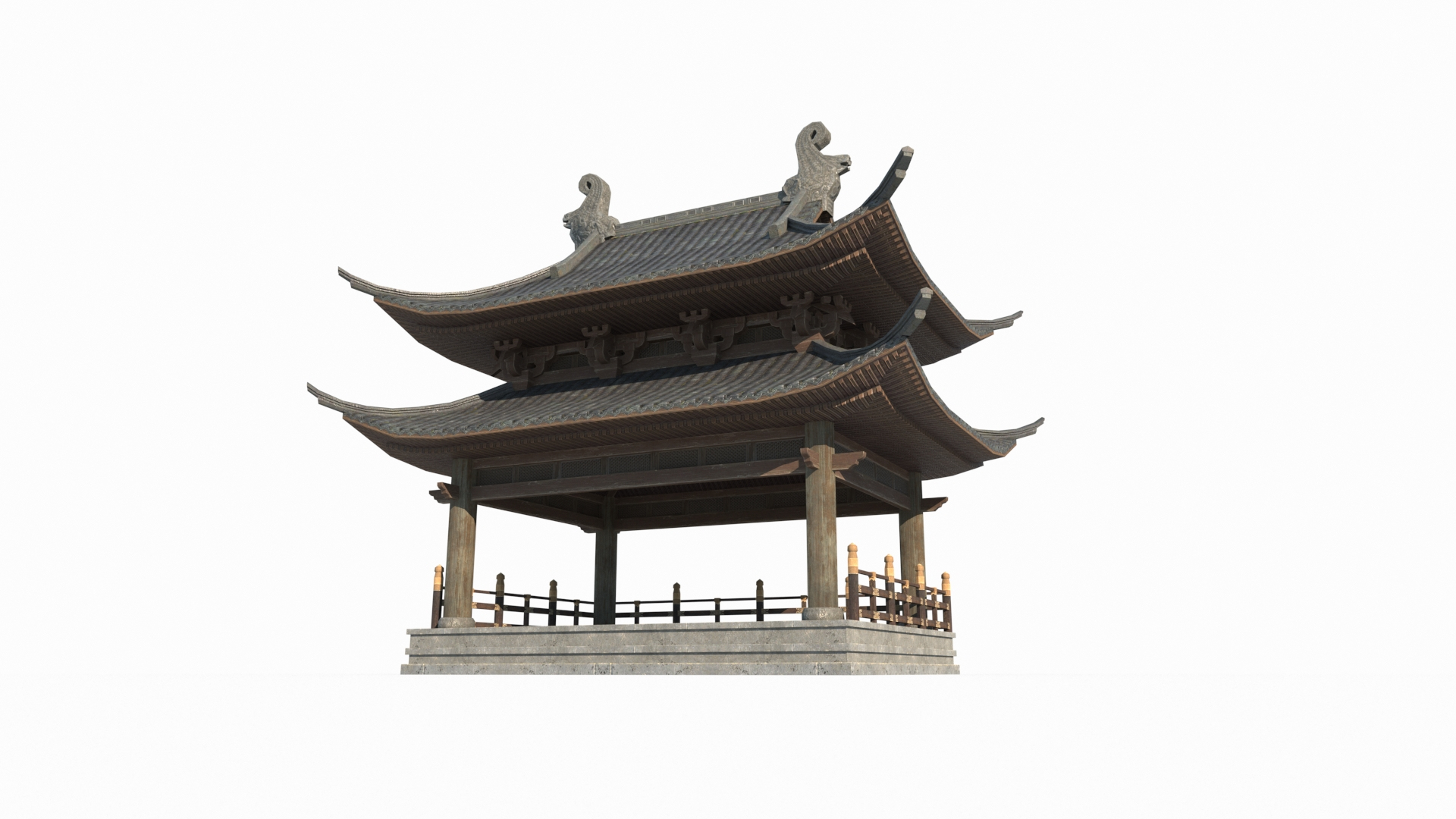 3D Model Ancient Asian Architecture Resting Pavilion - TurboSquid 2050848
