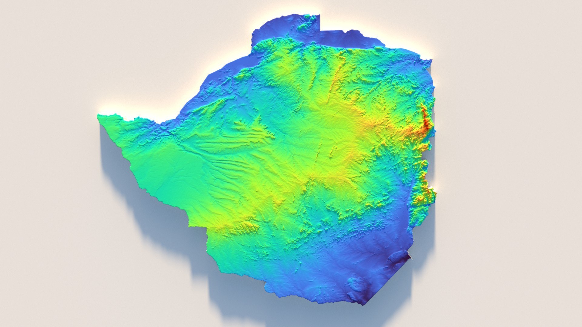 3D Zimbabwe Terrain Map - TurboSquid 2337655
