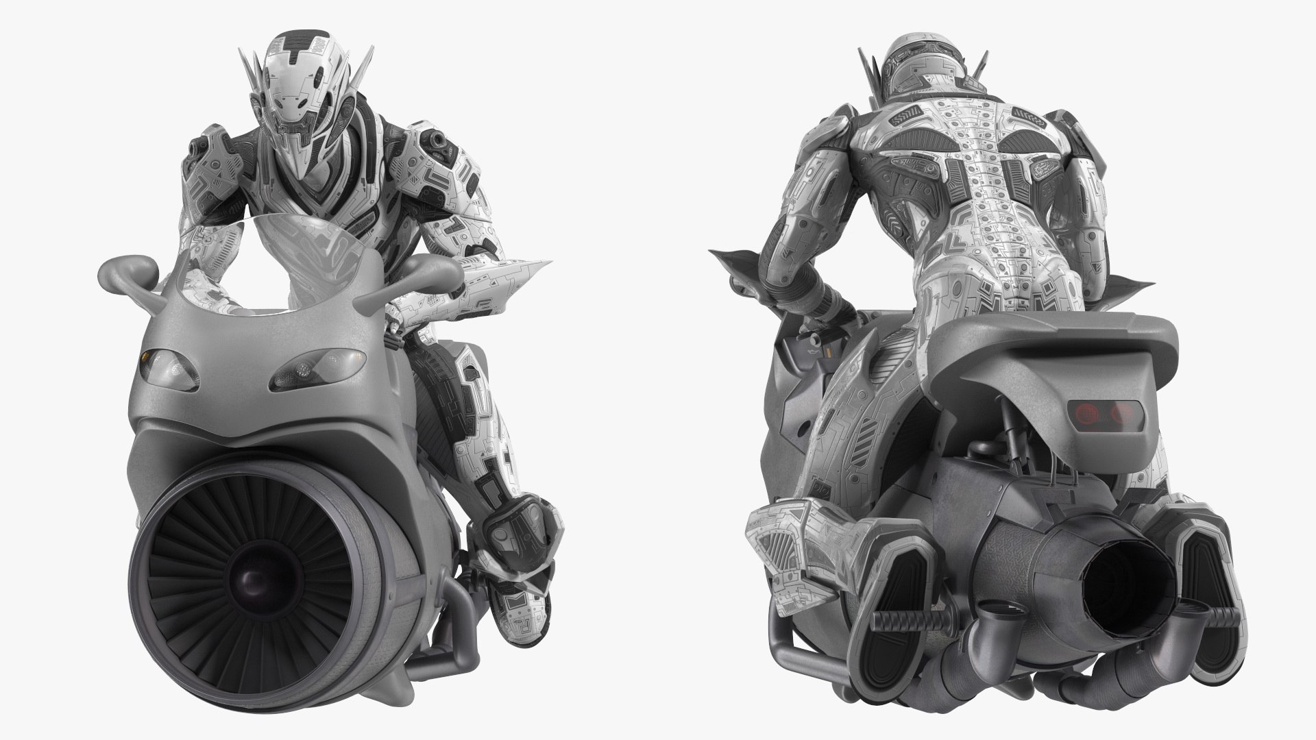 3D Futuristic Robot On Concept Motorcycle - TurboSquid 2270630