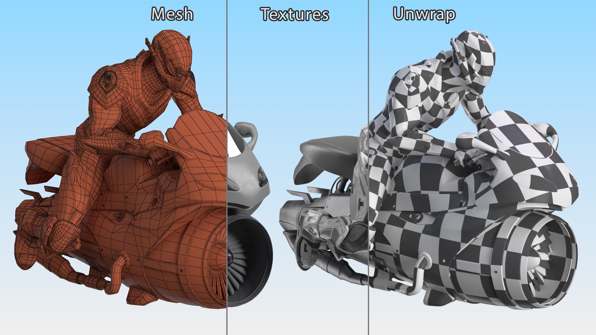 3D Futuristic Robot On Concept Motorcycle - TurboSquid 2270630